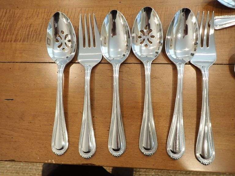 78pc ONEIDA PACIFICA (Svc for 12) Beaded Edge Stainless Flatware Set ...