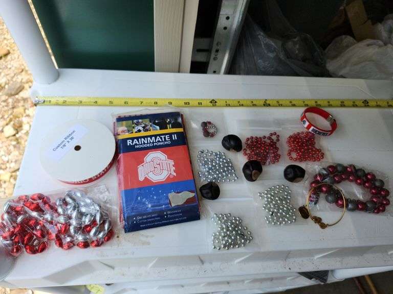Ohio State Poncho, Beaded Necklaces, Ribbon, Etc. - Auction Ohio
