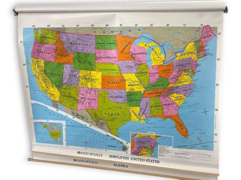 RAND MCNALLY CLASSROOM PULL-DOWN MAP SET. - Auction Ohio