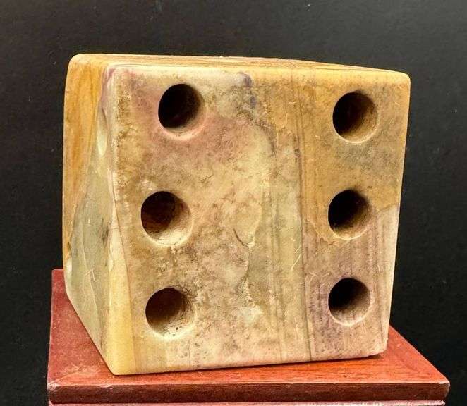 Large Carved Stone Cube With Dice Motif - Auction Ohio