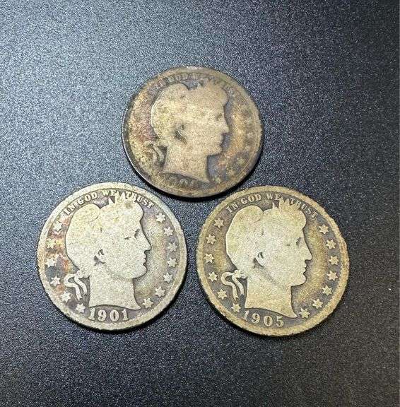 Trio of Antique Barber Quarters - Auction Ohio