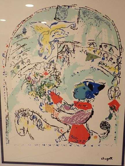 Marc Chagall, "The Circus with the Angel", Lithograph Matted and Framed ...