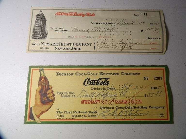 Vintage Coca-Cola Checks - Auction Ohio