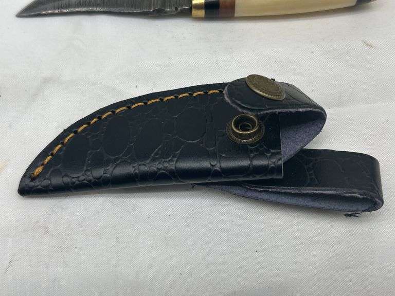New MHS Cutlery Handcrafted Steel Knife with Leather Sheath - Auction Ohio