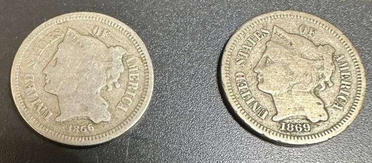 1866 & 1869 Three Cent Nickel - Auction Ohio