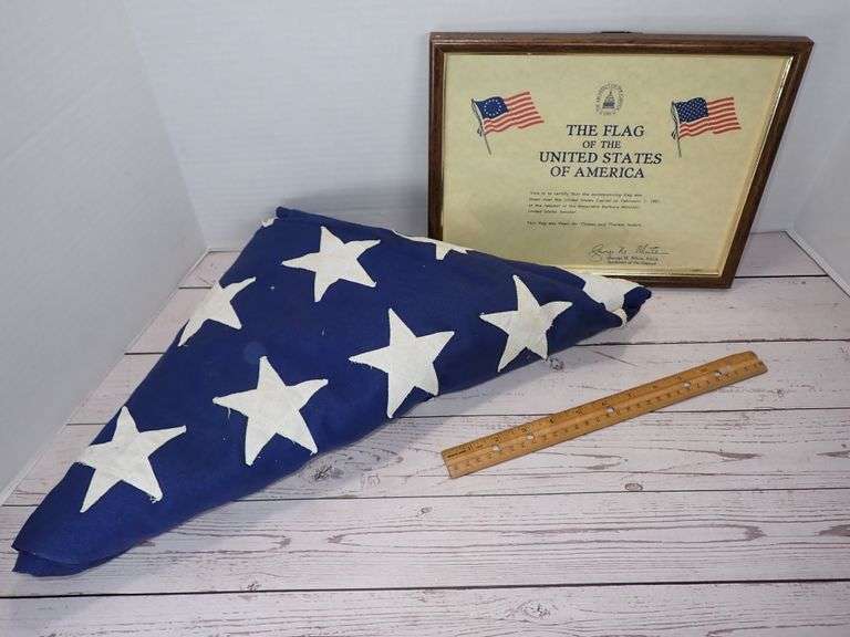 8ft. Valley Forge Cotton Bunting Flag & Framed Letter - Auction Ohio