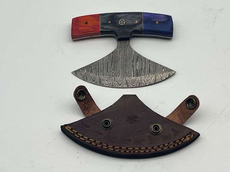 New MHS Cutlery Ulu-Style Knife with Sheath - Auction Ohio