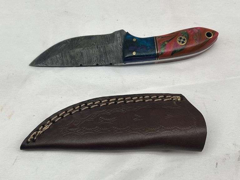 New MHS Cutlery Handcrafted Steel Knife with Leather Sheath - Auction Ohio