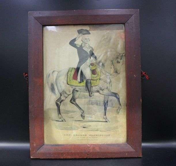 Antique Rare Lithograph of Gen. George Washington on Horseback ...