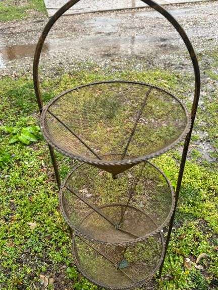 Tall Three-Tier Metal Wire Basket Stand - Auction Ohio