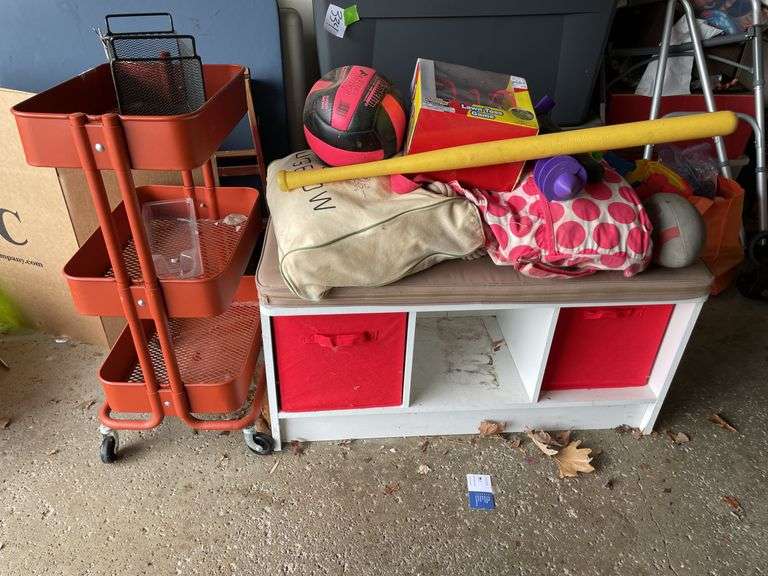 Storage Cubby Bench & Craft Cart - Auction Ohio