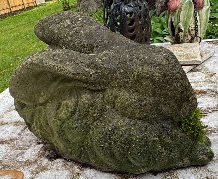 Mossy Stone Rabbit Garden Statue - Auction Ohio