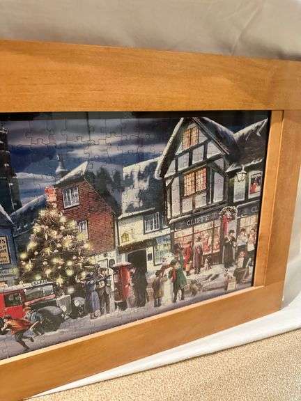Framed Winter Village Scene Print - Auction Ohio