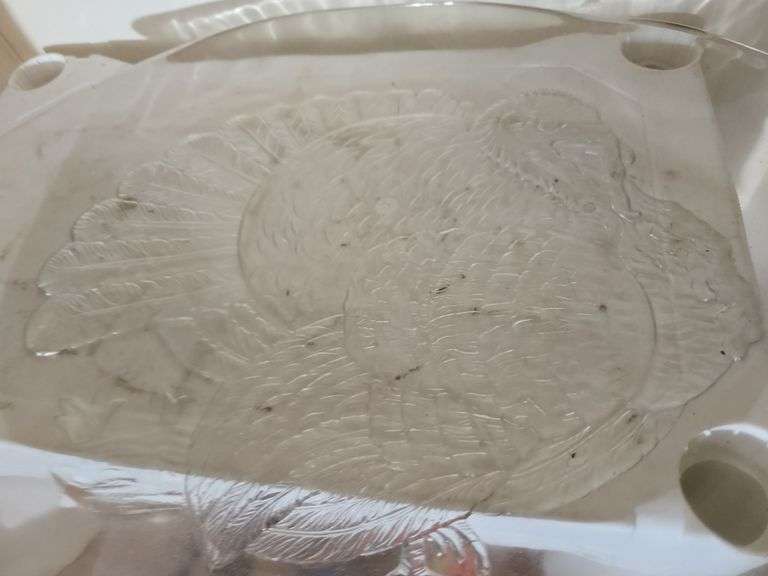 Vintage clear glass turkey serving platter - Auction Ohio
