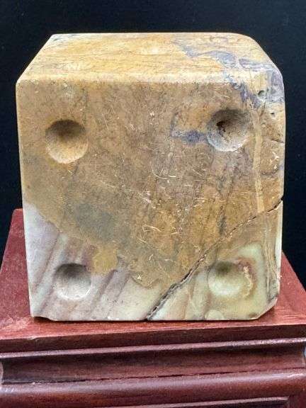 Large Carved Stone Cube With Dice Motif - Auction Ohio