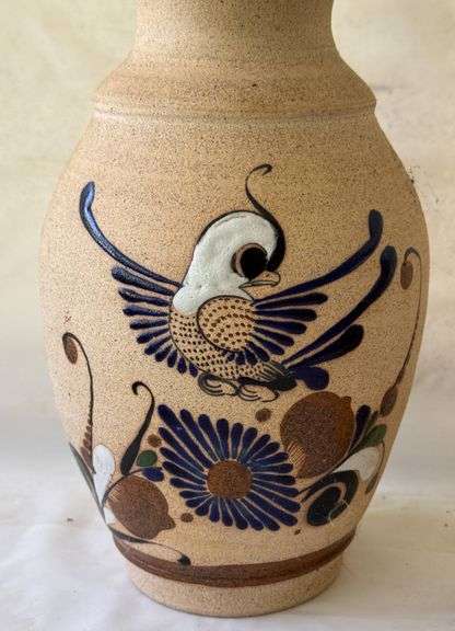 Tenola Pottery Vases with Hand-Painted Bird and Floral Designs ...