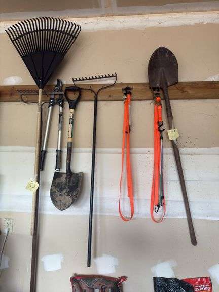 Rake, Hand Trowel, Spade, Garden Rake, Shovels, Straps, - Auction Ohio