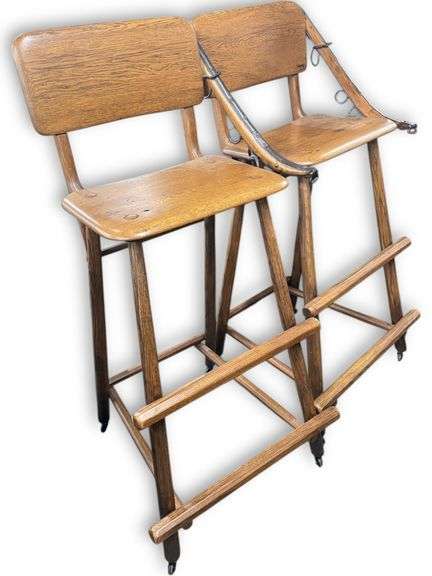 TWO CUSTOM OAK HIGH STOOLS. - Auction Ohio
