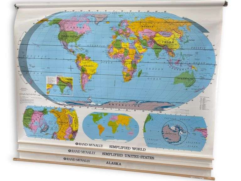 RAND MCNALLY CLASSROOM PULL-DOWN MAP SET. - Auction Ohio
