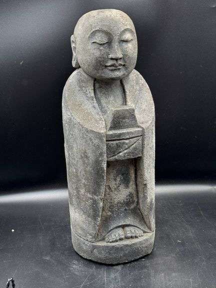 LARGE Stone Carved Monk Sculpture with Simple Robe. HEAVY! - Auction Ohio