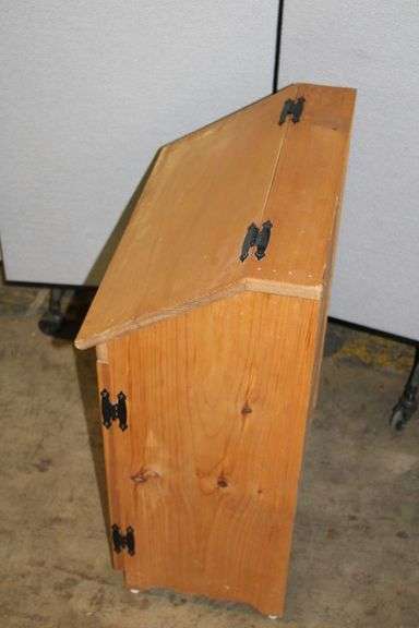 Wood Cabinet with Slant-Top and Hinged Front Doors - Auction Ohio