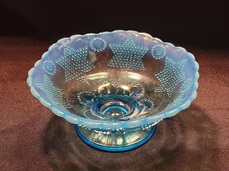 Fenton Beaded Moon & Stars Compote - Auction Ohio