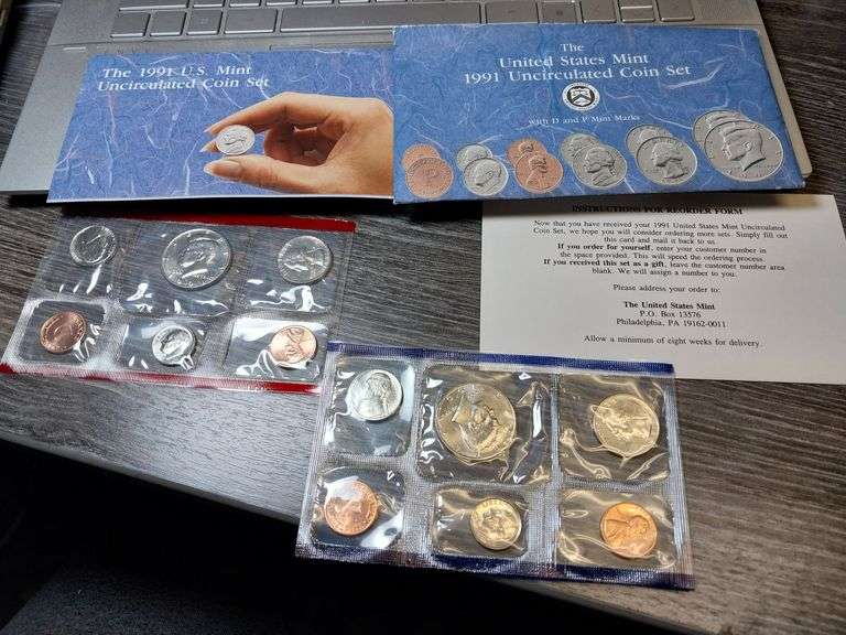 1991 U.S. Mint Uncirculated Coin Set – P & D Mint Marks with Folders ...