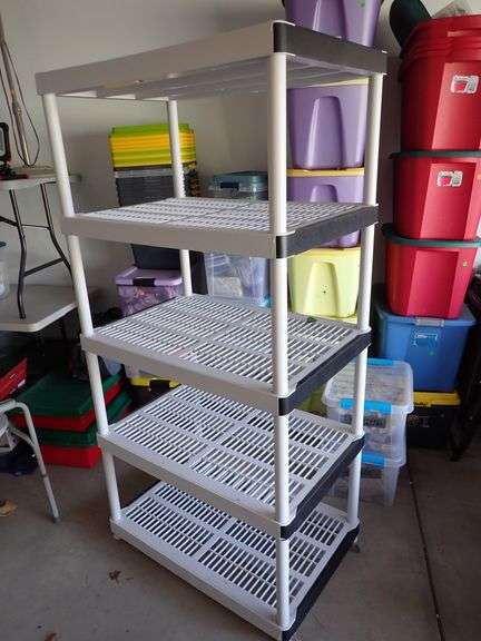 HDX 5-Tier Easy Assembly Multi-purpose Plastic Garage Storage Shelving ...