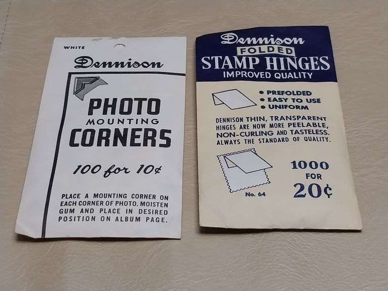 Vintage Dennison Photo Mounting Corners & Stamp Hinges - Auction Ohio