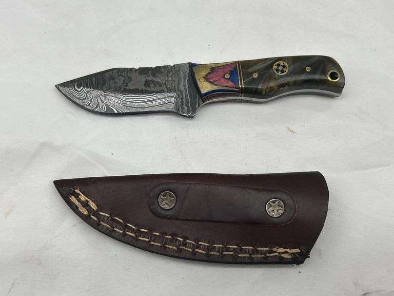New MHS Cutlery Handcrafted Steel Knife with Leather Sheath - Auction Ohio