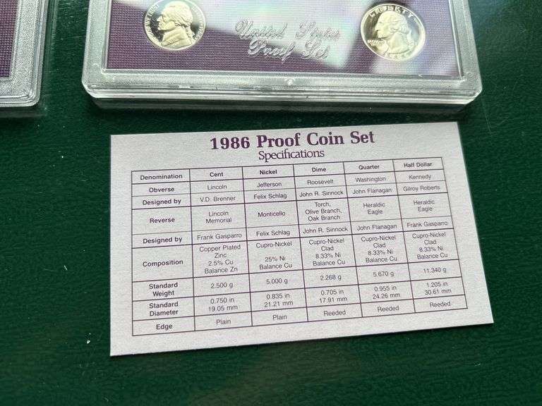 1984-1986 United States Proof Sets - Auction Ohio