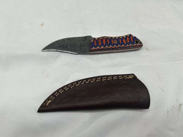 New MHS Cutlery Handcrafted Steel Knife with Leather Sheath - Auction Ohio
