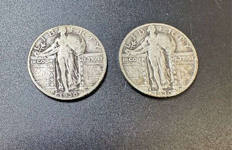 Two Standing Liberty Quarters from Final Mint Year - Auction Ohio