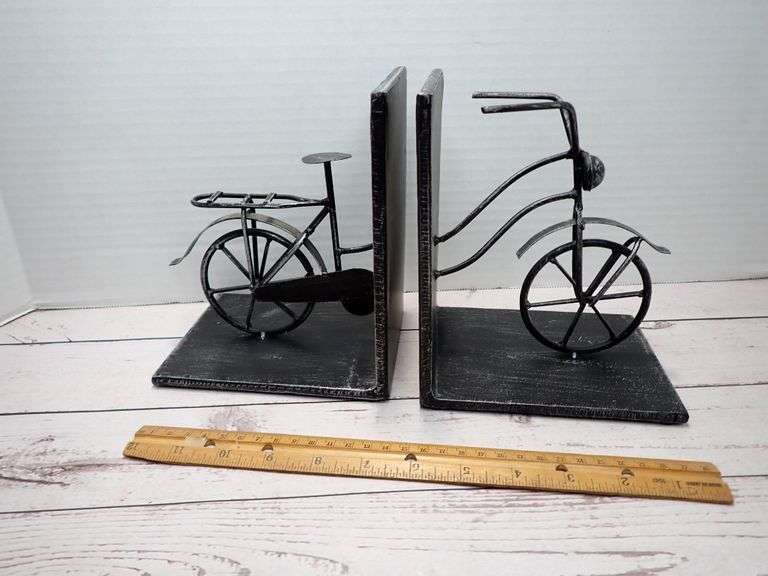 Thick Steel Bicycle Book Ends - Auction Ohio