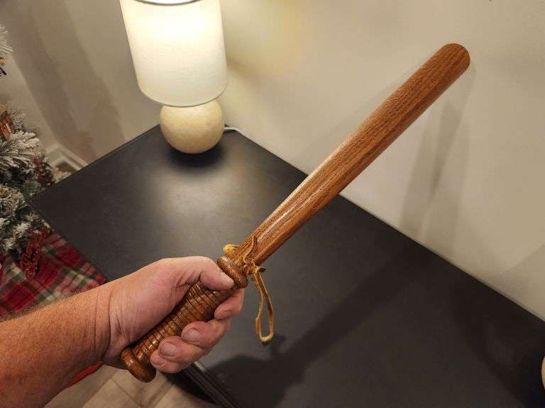 Vintage Wood Baton Billy Club Nightstick Carved Ribbed Handle 22 ...