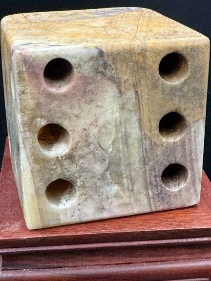 Large Carved Stone Cube With Dice Motif - Auction Ohio