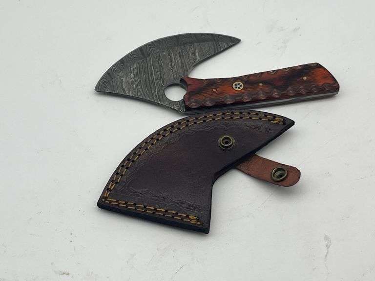 New MHS Cutlery Ulu-Style Knife with Sheath - Auction Ohio