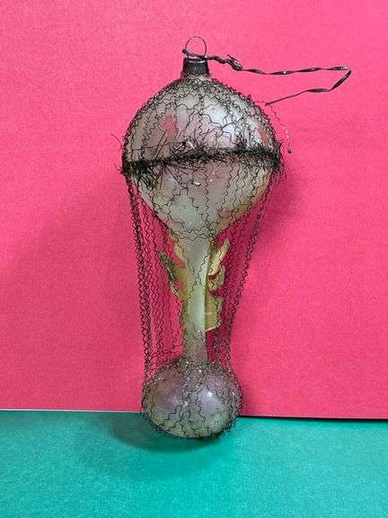 Early Christmas Blown Glass Die Cut Wire Wrapped Baloon - Auction Ohio