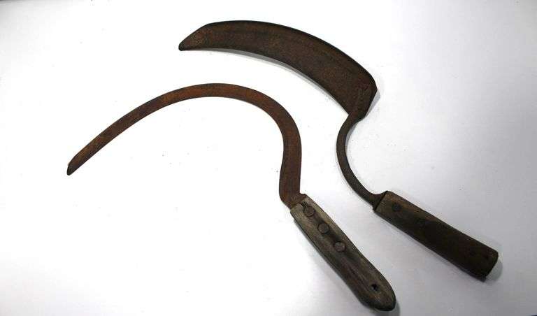 Pair of Vintage Hand-Held Sickle Tools for Agricultural Use - Auction Ohio