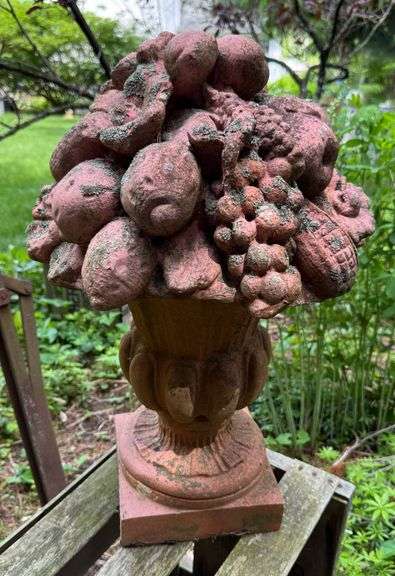 Terracotta Style Fruit Basket Sculpture - Auction Ohio