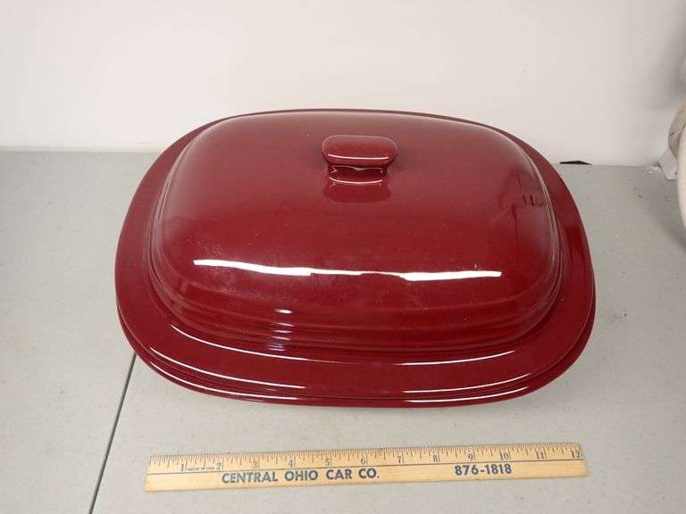 Pampered Chef 3.1 Qt Cranberry Deep Covered Baker Roaster Dutch Oven ...