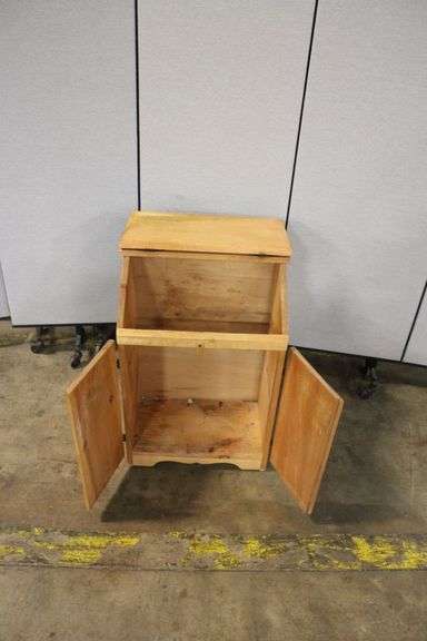 Wood Cabinet with Slant-Top and Hinged Front Doors - Auction Ohio
