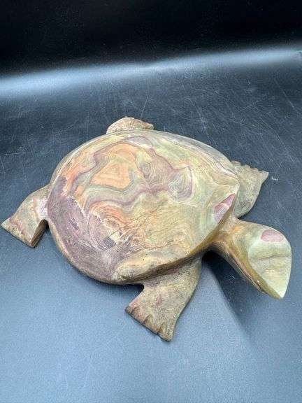 Hand-Carved Polished Stone Turtle Figurine - Auction Ohio