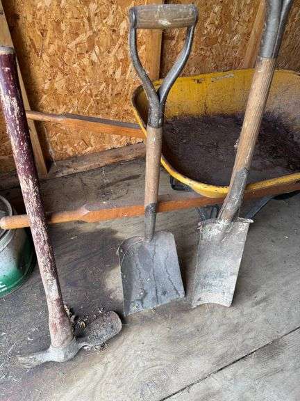 Garden Tools Including Hoe, Spade, and Shovel - Auction Ohio