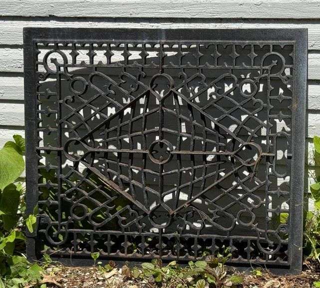 Ornate Cast Iron Decorative Return Grate with Geometric Design ...