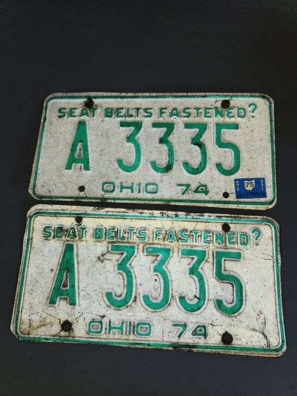 1 Set of 1974 Ohio License Plates - Auction Ohio