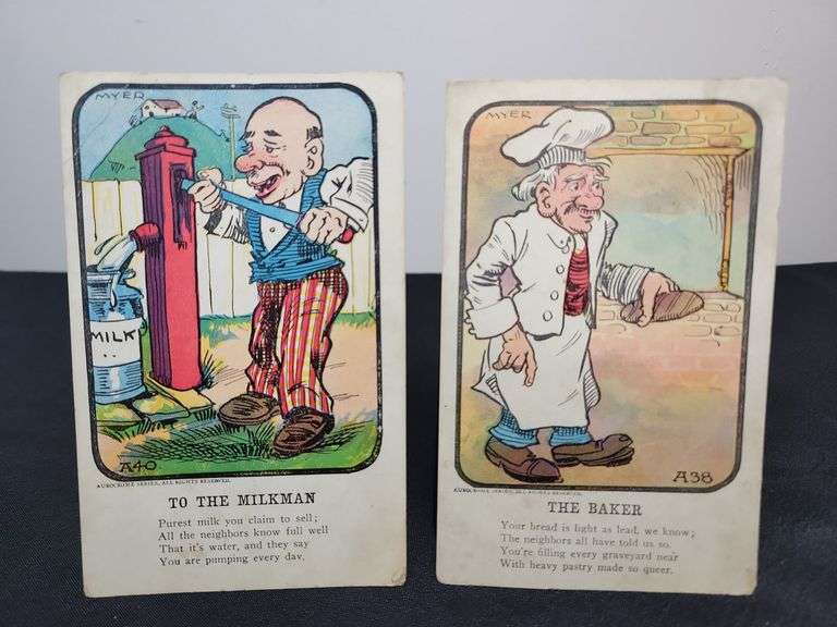"The Baker" & "To the Milkman" – Pair of Humorous Character Postcards ...