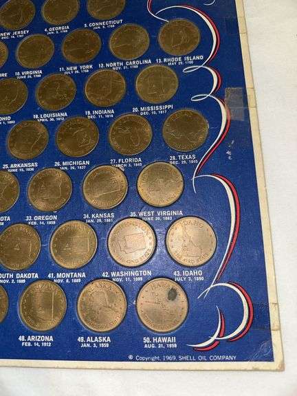 Rare 1969 Shell oil, state bronze collectors coins - Auction Ohio