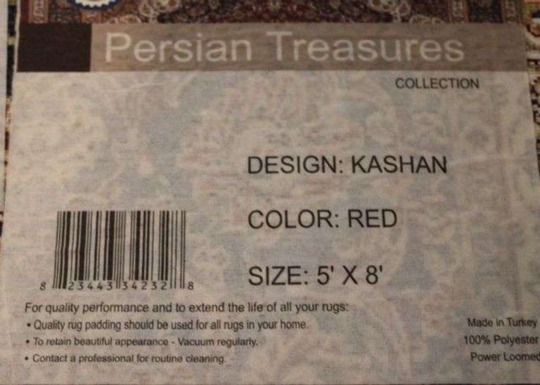 Persian Treasures 5′ x 8′ Red Kashan Power Loomed Rug - Auction Ohio