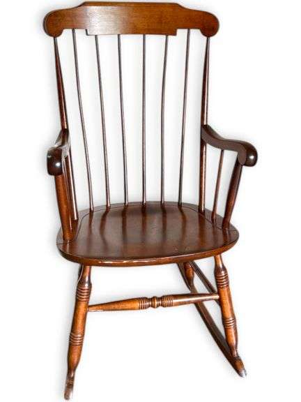 NICHOLS & STONE CO. COLONIAL STYLE HARDWOOD ROD-BACK WINDSOR ROCKER ...